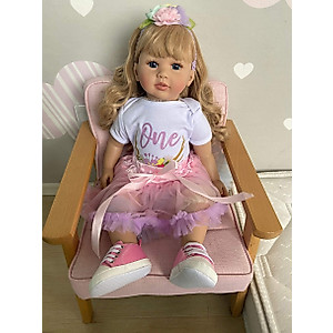 Zero Pam Reborn Baby Dolls Toddler Blonde Hair Girl 24 Inch 60 cm Realistic Silicone Baby Dolls That Look Real Lifelike Baby Dolls with Weighted Body and Toy Accessories Princess Doll for Girls
