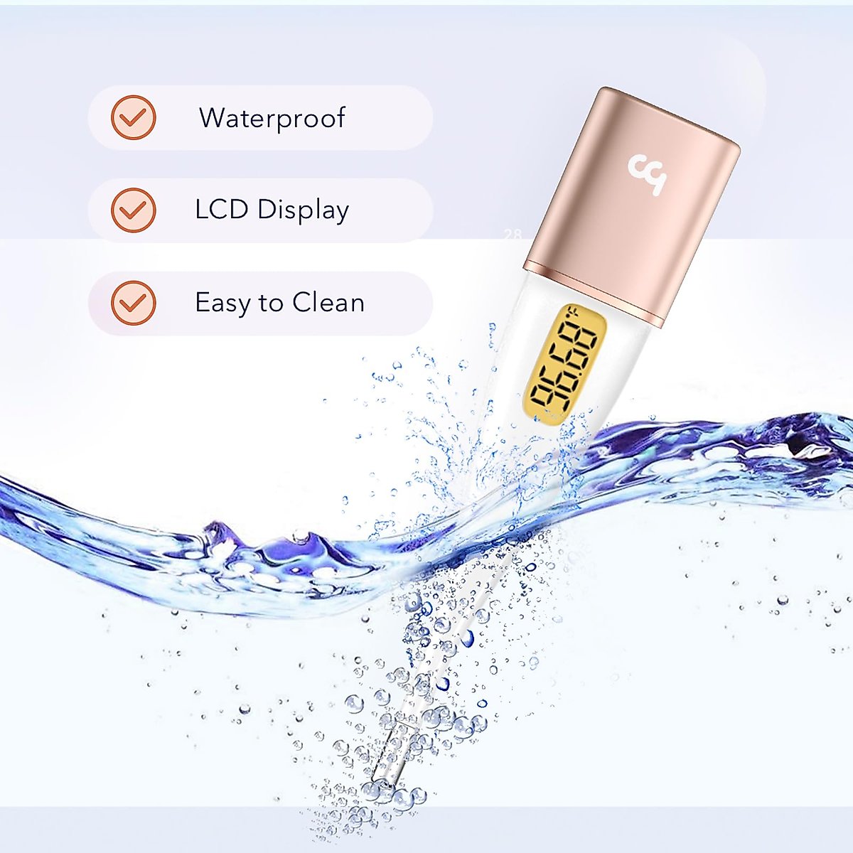 Femometer Smart Basal Thermometer, Intelligent BBT Thermometer with Bluetooth and Backlight, Fertility Monitor Period Tracker, Sync with Femometer APP, Gold
