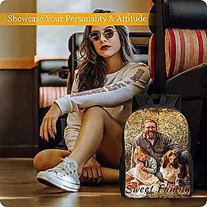 Boneker Custom Backpack Personalized Backpack with 1-9 Photo Customize Your Image Text Name Logo Waterproof Laptop Bag (1 Photo)