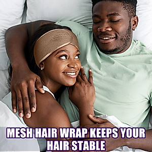 Xuhal 4 Pieces Mesh Hair Wraps for Black Women Sleeping Hair Wrap Scarf Cap Spa Headbands Hair Wraps Hair Nets for Women Black Natural Hair Wash Face Sleep (Dark Purple, Black, Gray, Camel)