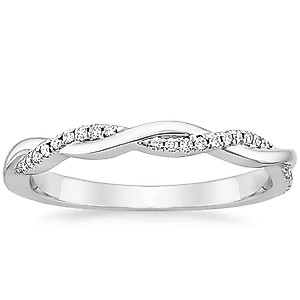 AHTAMOS Wedding Rings for Women 0.1 ct Petite Twisted Vine Moissanite Eternity Rings for Women Platinum Plated Silver Free Engraving Size 4