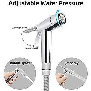Handheld Bidet Sprayer Toilet Bathroom with Wall Bracket Hose Set, Closestool, Squatting Pan, Water Flower, Floor Cleaning Cloth Diaper for Bathroom Hygiene 3 Set (Note: linker not Included)
