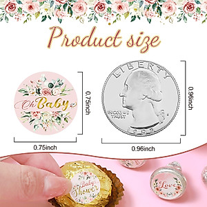 Colarr 504 Pcs Floral Baby Shower Favors Stickers Pink Floral Baby Shower Label Stickers Baby Shower Kisses Stickers Little Cutie Baby Shower Sticker Decoration for Baby Shower Sprinkle Birthday Party