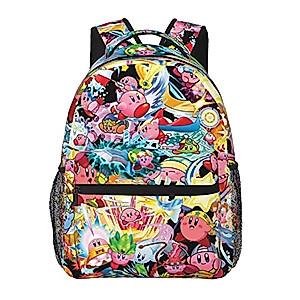 Mayeec Unisex Kir-By Laptops Backpack Bookbag, Lightweight School Bag for Men Women Boys Girls, Black