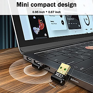 USB Bluetooth 5.3 Adapter for Desktop PC, Real Plug & Play Mini EDR Bluetooth Dongle Receiver & Transmitter for Laptop Computer Support Headphones Keyboard Mouse Speakers Printer Windows 11/10/8.1