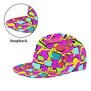 Neon 80s 90s Retro Baseball Cap for Women Teens, 3D Print Dad Caps Vintage Sun Hat for Men