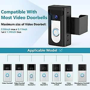 KIMILAR 2024 Upgrade Anti-Theft Video Doorbell Mount, Not Block Doorbell Motion Sensor, Adjustable No-Drill Mounting Bracket Wedge Holder Accessories for Home Rentals Office Room