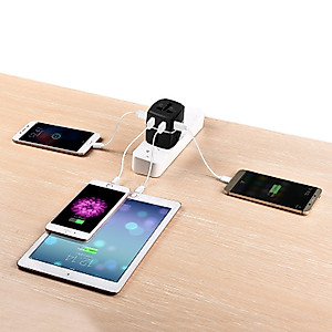 Bonazza Universal International Travel Adapter Kit with 4Amps 4 USB Ports - UK, US, AU, Europe All In One Plug Adapter - Over 150 Countries & USB Power Adapter for iPhone, Android, All USB Devices (FC-4U)