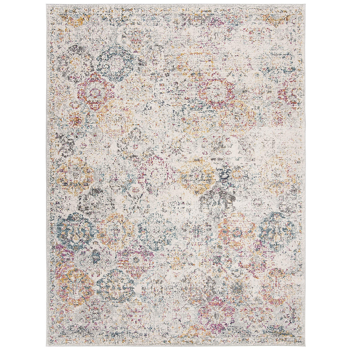 SAFAVIEH Madison Collection X-Large Area Rug - 11' x 15', Grey & Gold, Boho Chic Distressed Design, Non-Shedding & Easy Care, Ideal for High Traffic Areas in Living Room, Bedroom (MAD611F)