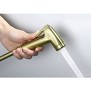 Brushed Gold Bidet Sprayer for Toilet-HOMCBEC Cloth Diaper Sprayer Hand Held Bidet Shower Faucets,Bathroom Jet Sprayer Kit Spray Attachment with Hose and Wall Bracket