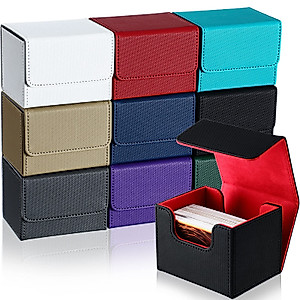 Vicenpal 10 Pieces Leather Deck Game Card Box Magnetic Card Game Box Case for 100 Plus Playing Cards, Card Storage Box Compatible with MTG Commander Decks