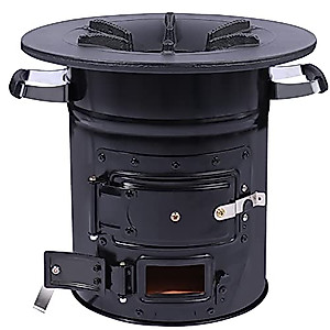 Lineslife Camping Rocket Stove Wood Burning Portable for Cooking, Outdoor Camping Wood Stove with Carry Bag for Backpacking Emergency RV Survival, Versatility of Fuel, Black Two Doors 12.6''