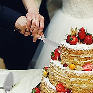 Homi styles Cake Knife and Server - Wedding Cake Knife Set - Serving Set for Receptions, Birthdays - Cake Cutting Set - Match the Color to Your Event Theme - Cake Knife and Cutter (Black)