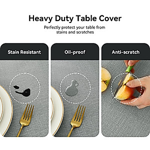 Romanstile 100% Waterproof PVC Tablecloth, Rectangle Oil Spill Proof Stain Resistant Vinyl Table Cloth, Wipe Clean Plastic Table Covers for Kitchen/Dining/Parties - 54 x 78 Inch, Light Grey