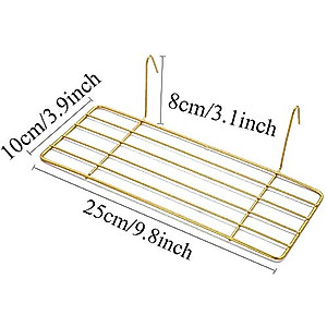 GBYAN Hanging Basket Straight Shelf Gold Flower Pot Display Holder for Wire Wall Grid Panel, 2 Pack