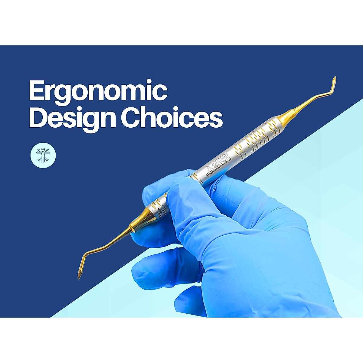 Dental Composite Glass Ionomer Amalgam Filling Instruments Kit (7 Golden Plasma Coated pcs) by Artman instruments