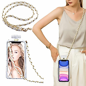 Galaxy Note 20 Ultra Case, Cute Glitter Sparkle Bling Diamond Rhinestone Bumper with Lanyard Chain, Women Girls Pink Soft Perfume Bottle Phone Case for Samsung Note 20 Ultra 5G 6.9 inch (C)