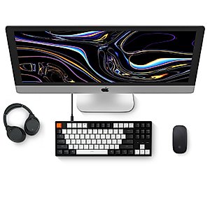 Keychron C1 87 Key Hot-swappable Wired Mechanical Keyboard, USB Type-C Cable, Double-Shot ABS Keycaps TKL Mechanical Gaming Keyboard, White Backlit Gateron G Pro Brown Switch for Mac Windows