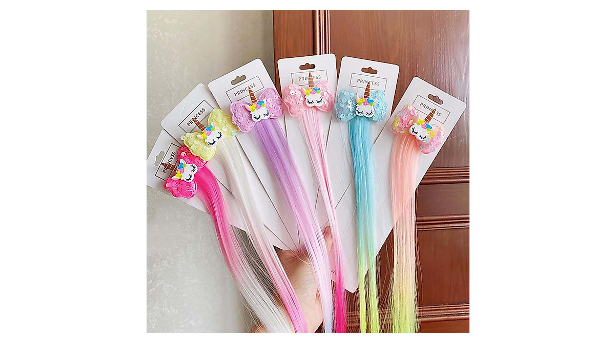 Colorful Unicorn Hair Extensions for Kids Birthday Fun