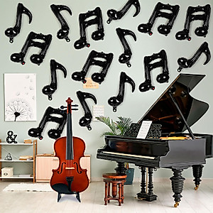 18 PCS Black Note Balloons, 16 Inch Music Balloons, Black Music Note Foil Balloons for Birthday Baby Shower Music Themed Party Concert Band Bar Party Decoration