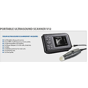 Portable Ultrasound Scanner Veterinary Pregnancy V12 with 3.5 MHz Convex Probe for Sheep, Dog, Cat and Pig.
