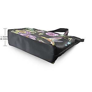 Flower Leaf Hummingbirds Shoulder Bag Handbag Purse Convenient Shoppers Tote Medium