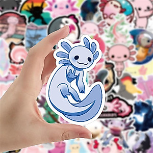 Cute Axolotl Stickers Axolotl Stuff Gifts for Kids Adults, Kawaii Stickers 50PCS Kechup Vinyl Waterproof Animal Stickers for Water Bottles Luggage Laptop
