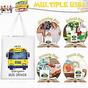 Unittype 4 Pieces Bus Driver Gift Bus Driver Appreciation Gifts Tote Bag Make up Bag Bus Driver Cosmetics Bag for Women Bus Driver