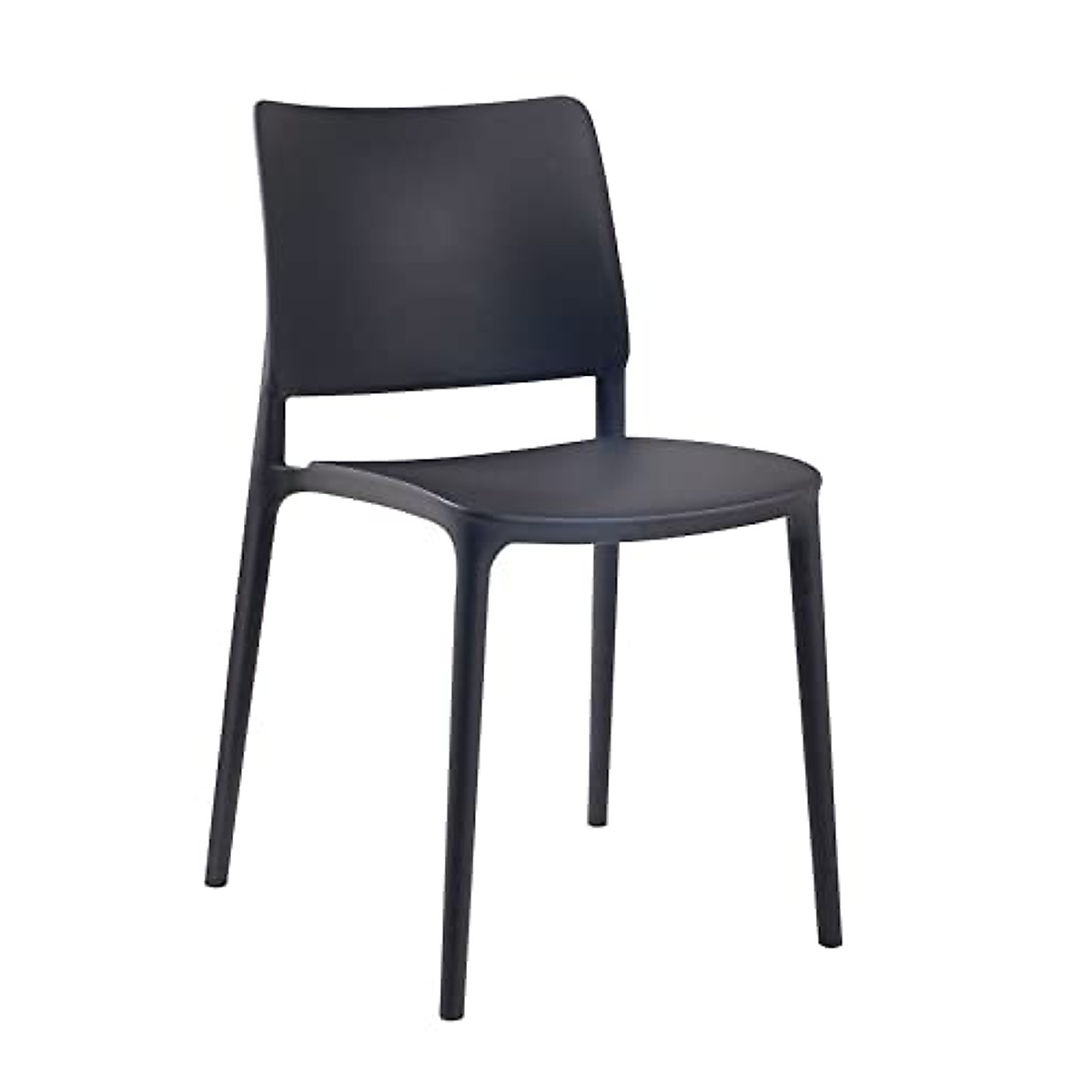 Omax Decor Cleo Indoor or Outdoor Modern Stackable Patio Dining Side Chair-(Set of 2), Anthracite