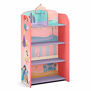 Disney Princess Wooden Playhouse 4-Shelf Bookcase for Kids by Delta Children - Greenguard Gold Certified, Pink