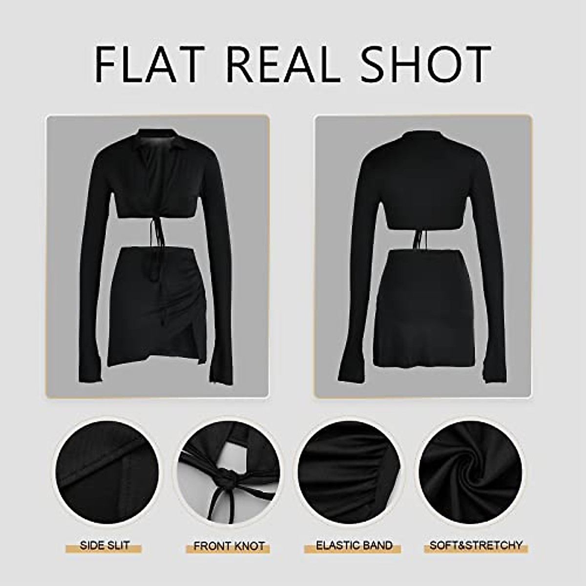 SUZONANA Black Sexy 2 Piece Club Outfits for Women Two Piece Mini Skirt Sets Crop Top Clubwear Swimsuits Y2K Going Out M