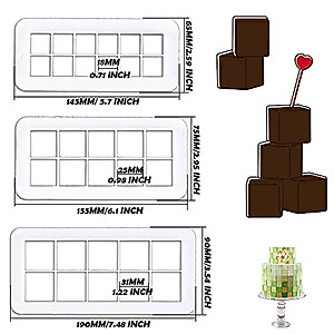 9 Pcs Cookie Cutter Plastic Cake Fondant Cutter Hexagons Cake Decorating and Squares Cake Molds for Baking