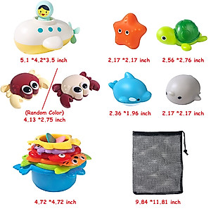 Bath Toys Gifts for Age 3 4 5 6 7 8+ Years Old Kids Boys Girls Toddlers - Swim Pool Bathtub Tub Toys for Toddlers Summer, Stacking Cup with Wind Up Water Toys for Baby Birthday Christmas