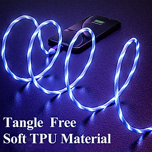 Led USB C Charging Cable 2 Packs 6FT Light Up Type C Charging Cord Fast USB C Charger Compatible with Samsung Galaxy S21 S20 S10 S9 S8 Note 20,LG V30 V20 G6 (6ft,Blue& Red)