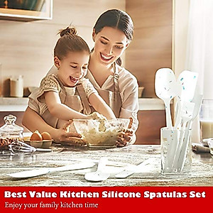 Heat Resistant Silicone Spatulas Set 6pcs, Seamless Design Non-Stick Mixing Spatulas with Stainless Steel Core, Premium BPA-Free Rubber Spatula Baking Cooking Utensile for Home Kitchen BBQ (white)