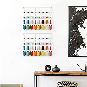 4 Pack Sewing & Embroidery Thread Rack Wall-Mounted Thread Holder Metal Sewing Organizer with Hanging Tools, Large Thread Organizer, 32-Spool