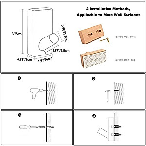 HomeDo 4Pack Wall Hooks Hat Rack, Wooden Coat Hooks Wall Mounted, Decorative Hooks Single Organizer Hat Hanger Towel Rack, Heavy Duty Hooks (Rectangle-Beech,4Pack)