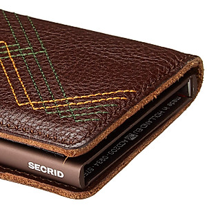 Secrid - Secrid Slim Wallet Stitch Embroidered Vegetable-Tanned (Linea Espresso)