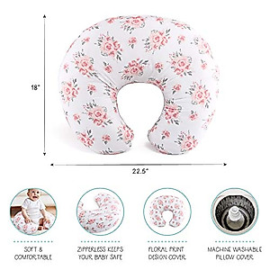 The Peanutshell Pink Floral Nursing Pillow for Breastfeeding | Pillow & Nursing Pillow Cover for Baby Girls