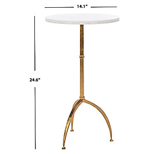 Safavieh Home Collection Mikhail and Iron End Table, White/Gold Granite