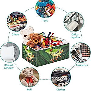 visesunny Closet Baskets TropicaL Tree Frog Animal Storage Bins Fabric Baskets for Organizing Shelves Foldable Storage Cube Bins for Clothes, Toys, Baby Toiletry, Office Supply