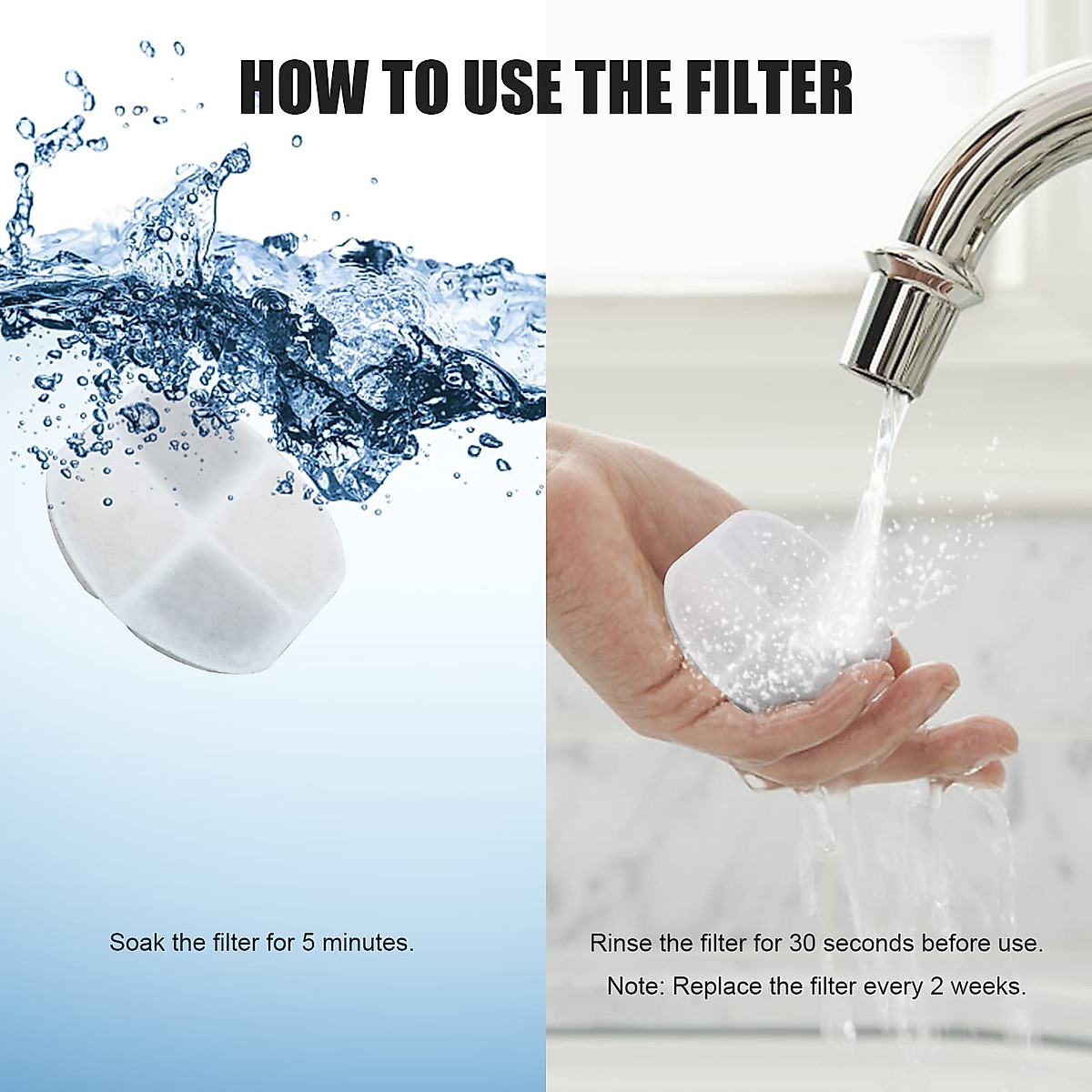 TIKAIT Cat Water Fountain Filter, 8 Pack Filters & Pre-Filter Sponges for 84oz/2.5L Automatic pet Water Dispenser, Water Bowl with Ultra-Quiet Smart Pump for Cats Dogs