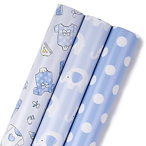 MAYPLUSS Wrapping Paper Roll - Mini Roll - 17" X 120" Per roll - Baby Boy Design (42.3 sq.ft.ttl)