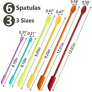 DUFEIMOY Colorful 6 Pcs Mini Spatula Silicone Spatula Set, Makeup Spatula Tiny Spatulas for Cosmetics, Small Spatula Beauty Spatula, Rubber Spatula Thin Jar Spatula Food Scraper for Kitchen Use