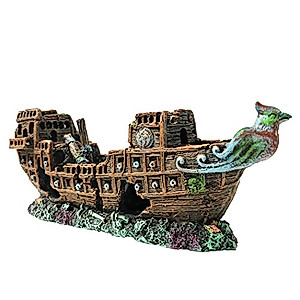 SLOCME Aquarium Pirate Ship Decorations Fish Tank Ornaments - Resin Material Shipwreck Decorations, Eco-Friendly for Freshwater Saltwater Aquarium Sunken Ship Accessories