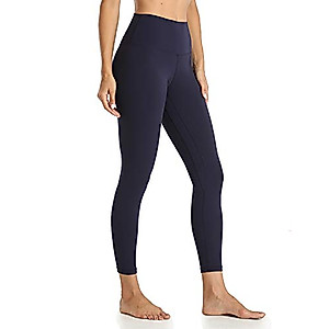 YUNOGA Women's Soft High Waisted Yoga Pants Tummy Control Ankle Length Leggings (M, Navy)