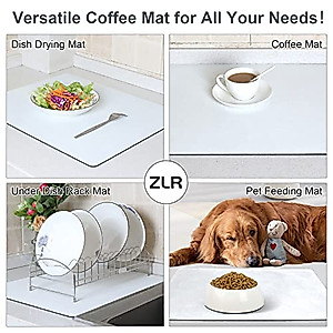 ZLR Coffee Mat - 12" x 20" Middle Absorbent Kitchen Drying Mat for Dishes - Easy to Clean Coffee Bar Mat for Countertop, Coffee Maker, Espresso Machine - Milk White