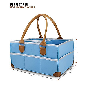 MELWEY Diaper Caddy - Newborn Essentials Must Haves,Baby Registry Basket,Nursery Changing Table and Car Storage Basket Organizer for Baby Boys Girls Shower Gift (Blue)