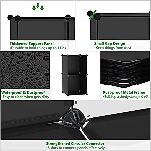 C&AHOME Cube Storage, 2-Cube Organizer Units, Plastic Closet Storage Shelves, DIY Book Shelf, Modular Bookcase, Cabinet Ideal for Bedroom, Living Room, Home Office, 12.4" L x 12.4" W x 24.8" H Black