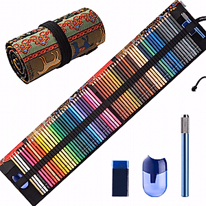 Premier Colored Pencils for Adults Coloring Books, Premium Artist Pencil Set (72-Count), Handmade Canvas Wrap, Extra Accessories Included, Holiday Gift, Oil based Color Pencils